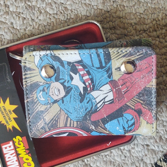 Marvel | Bags | Marvel Captain America Chain Leather Wallet | Poshmark